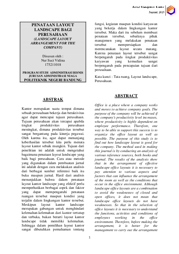 (PDF) JURNAL PENATAAN LAYOUT LANDSCAPE BAGI PERUSAHAAN