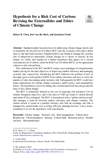 (PDF) Hypothesis for a Risk Cost of Carbon: Revising the Externalities ...
