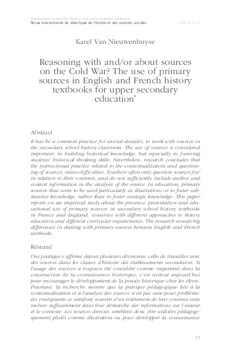 (PDF) Reasoning with and/or about sources on the Cold War? The use of ...