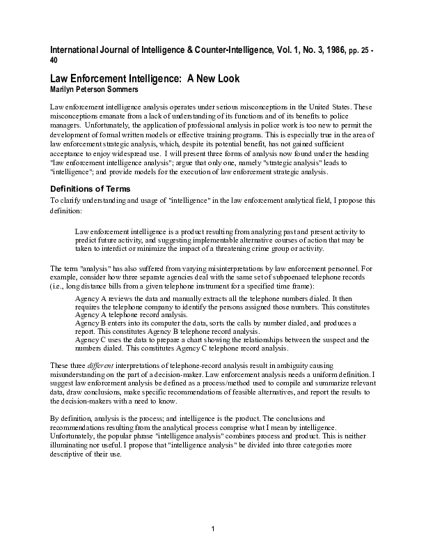 Law Enforcement Intelligence