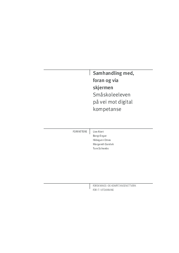 (PDF) Samhandling med, foran og via skjermen Småskoleeleven på vei mot ...