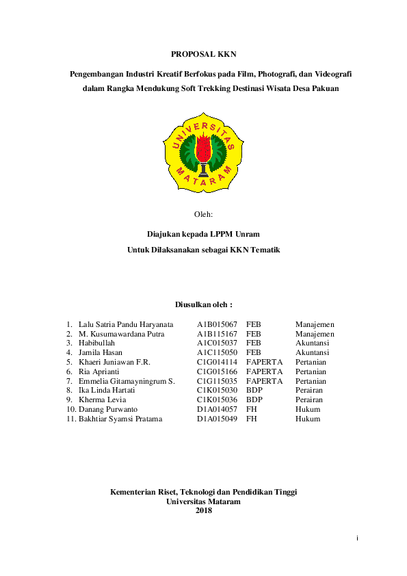 (DOC) PROPOSAL KKN Pengembangan Industri Kreatif Berfokus pada Film ...