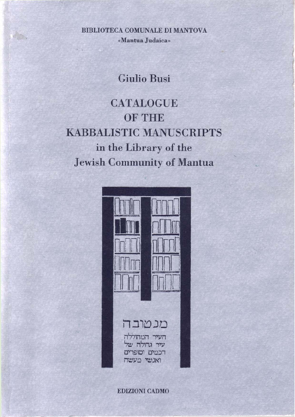 (PDF) Giulio Busi, Catalogue of the Kabbalistic Manuscripts in the ...