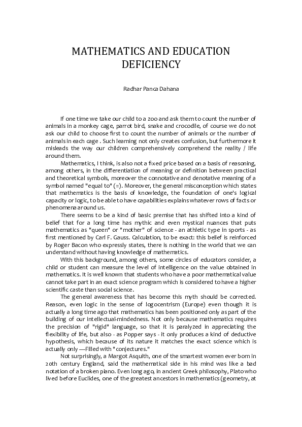 (DOC) Mathematics: Myths and Misconceptions in Education