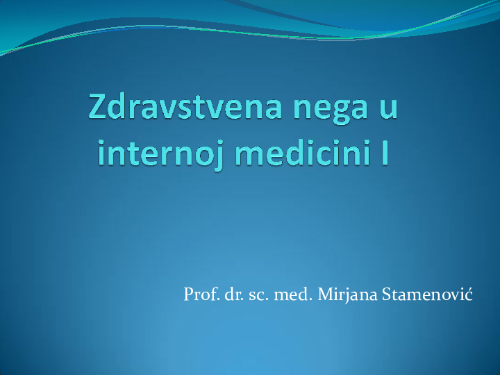 (PDF) Zdravstvena nega u internoj medicini