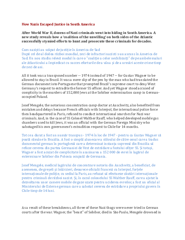 (DOC) How Nazis Escaped Justice in South America