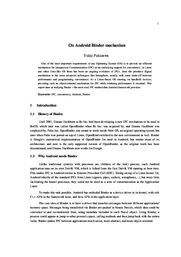 (PDF) On Android Binder mechanism