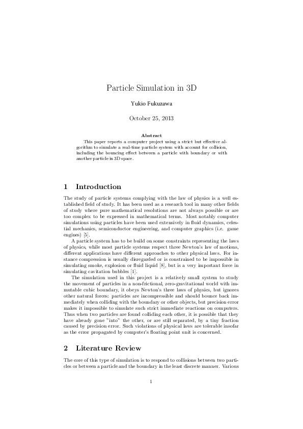 Pdf Particle Simulation In 3d