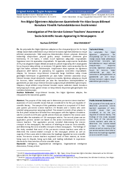 (PDF) Socio-Scientific Issues Appearing in Newspapers