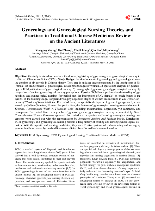 (PDF) Evolution of Gynecology in Traditional Chinese Medicine