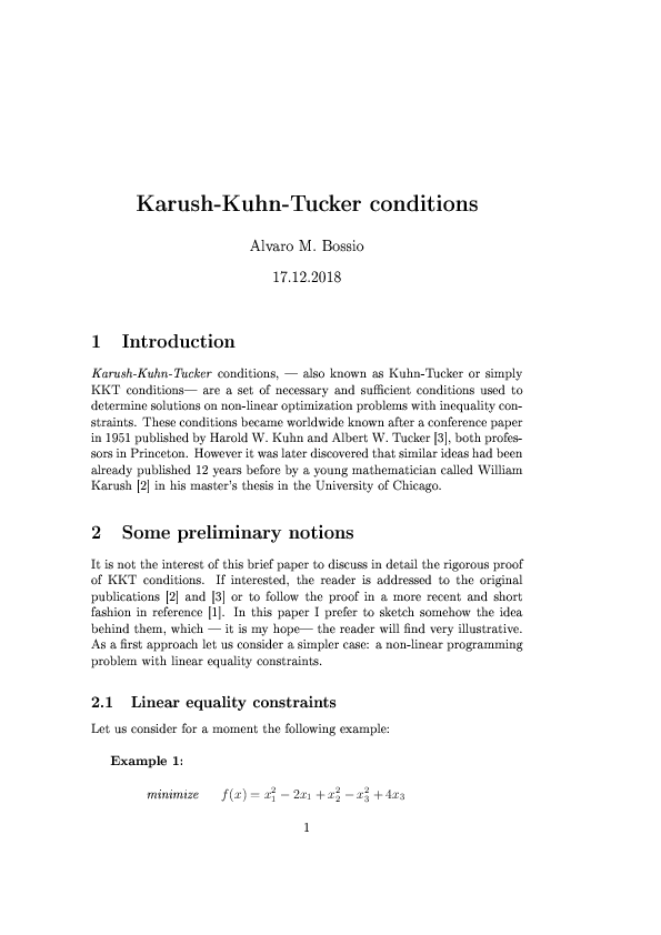 Karush-Kuhn-Tucker Conditions