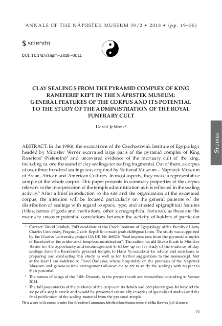 (PDF) Clay Sealings from the Pyramid Complex of King Raneferef Kept in ...