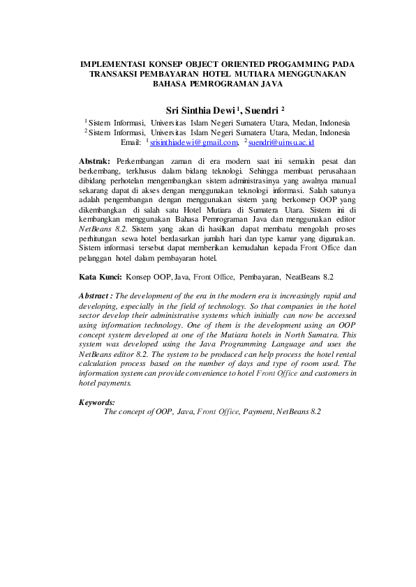 (PDF) IMPLEMENTASI KONSEP OBJECT ORIENTED PROGAMMING PADA TRANSAKSI PEMBAYARAN HOTEL MUTIARA ...