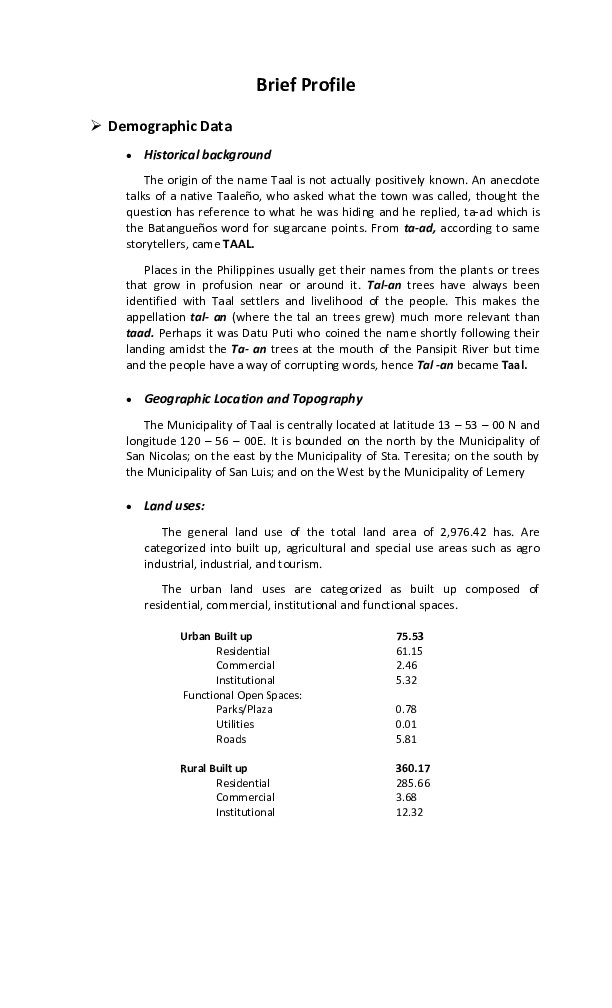 (DOC) Brief Profile Demographic Data • Historical background