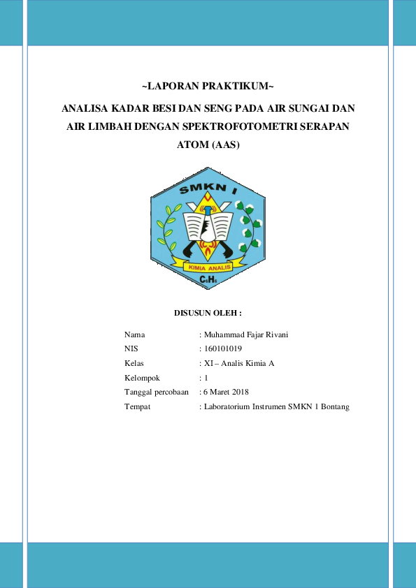 (DOC) LAPORAN PRAKTIKUM~ ANALISA KADAR BESI DAN SENG PADA AIR SUNGAI ...