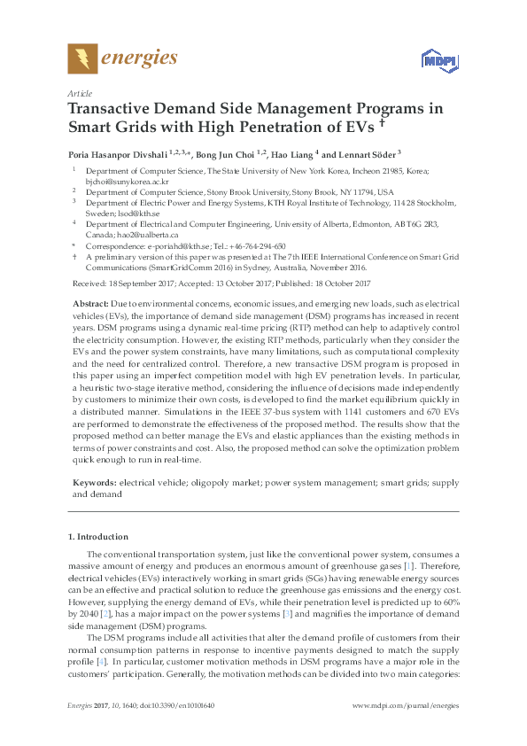 (PDF) [2017] Transactive Demand Side Management Programs in Smart Grids with High Penetration of ...