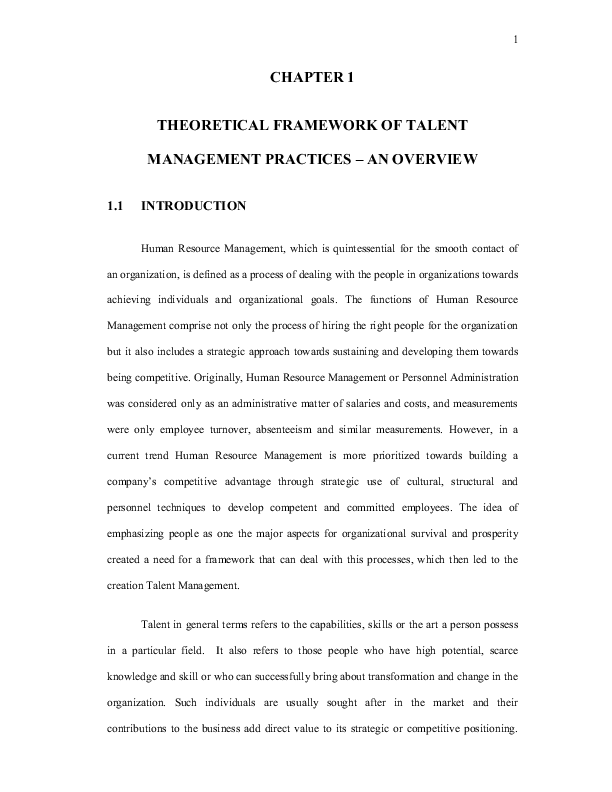 (PDF) Chapter 1 THEORETICAL FRAMEWORK OF TALENT MANAGEMENT
