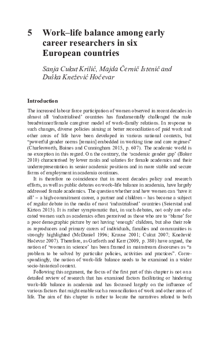 (PDF) Work-life balance among early career researchers in six European ...