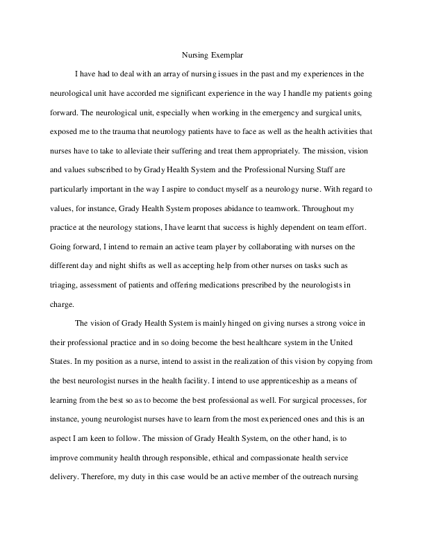 (DOC) Nursing Exemplar