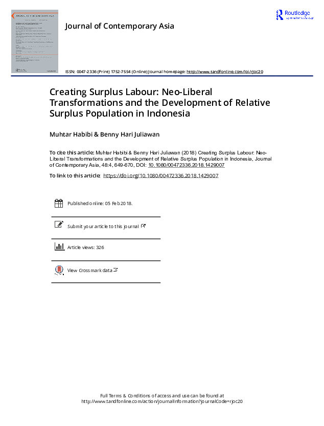 (PDF) Creating Surplus Labor: Neo-Liberal Transformations and the ...