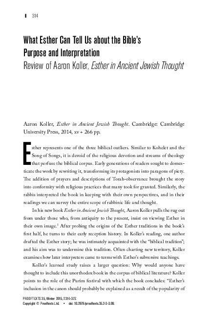 (PDF) What Esther Can Tell Us about the Bible’s Purpose and ...