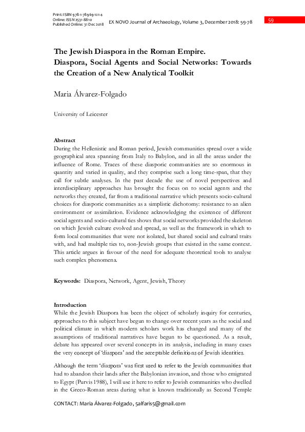 (PDF) The Jewish Diaspora in the Roman Empire. Diaspora, Social Agents ...