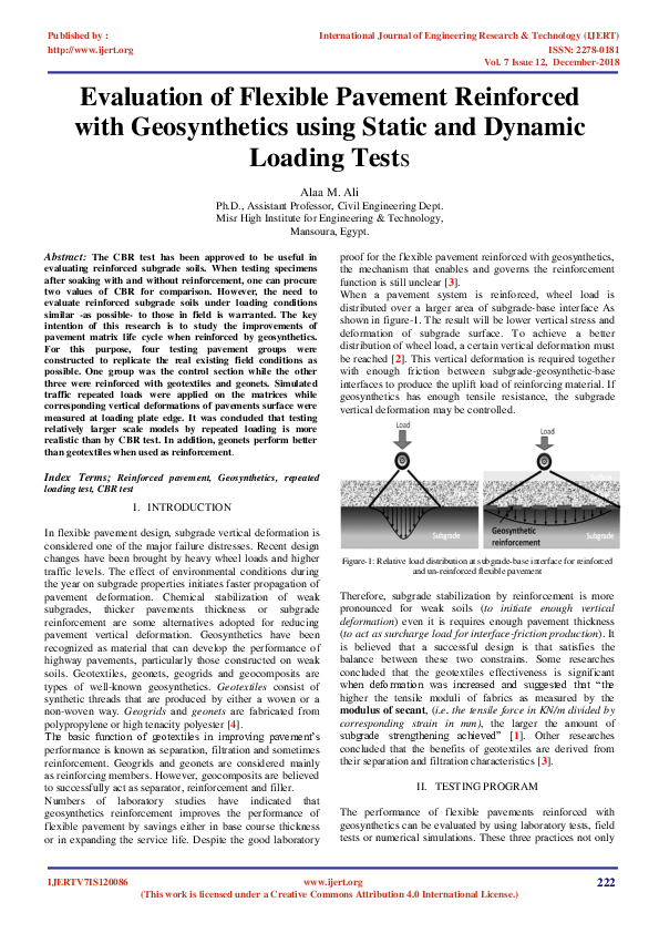 (PDF) Evaluation of Flexible Pavement Reinforced with Geosynthetics ...