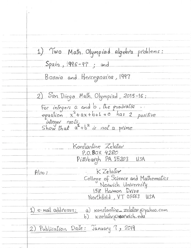 (PDF) 1)Two Math. Olympiad algebra problems:Spain , 1996-97;and Bosnia ...