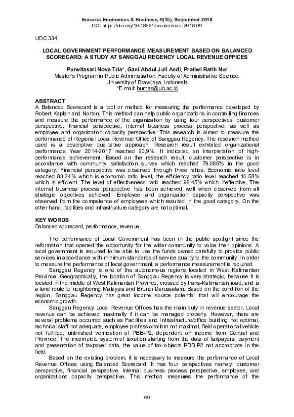 (PDF) LOCAL GOVERNMENT PERFORMANCE MEASUREMENT BASED ON BALANCED ...