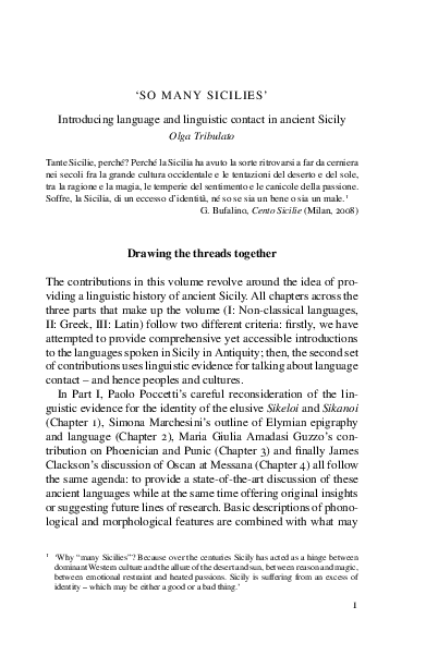 (PDF) ‘So many Sicilies’: Introducing language and linguistic contact ...