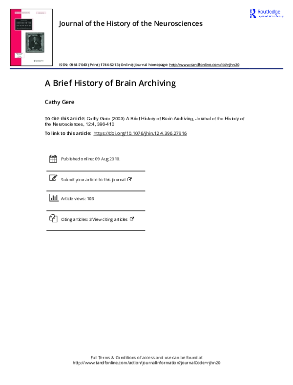 (PDF) A Brief History of Brain Archiving
