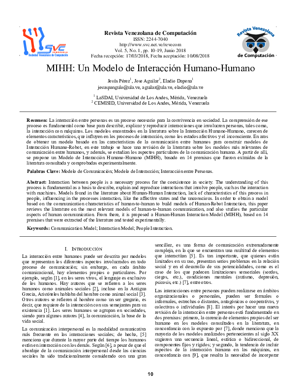 (PDF) MIHH: Un Modelo de Interacción Humano-Humano