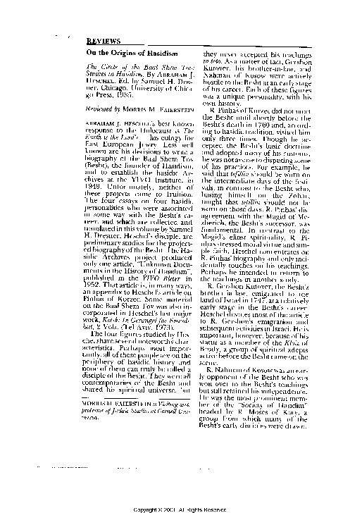 (PDF) The Circle of the Baal Shem Tov: Studies in Hasidism. By Abraham ...