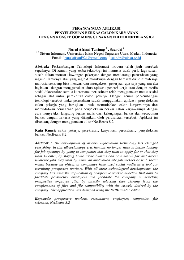(PDF) PERANCANGAN APLIKASI PENYELEKSIAN BERKAS CALON KARYAWAN DENGAN KONSEP OOP MENGGUNAKAN ...