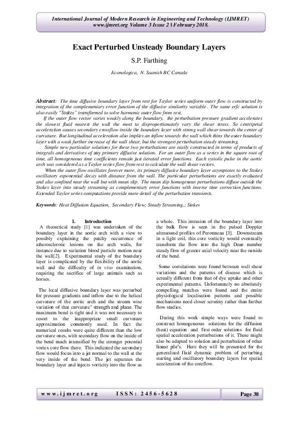 (PDF) Exact Perturbed Unsteady Boundary Layers