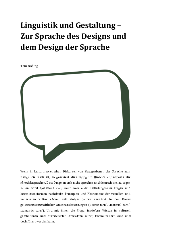 (PDF) Linguistik und Gestaltung - Zur Sprache des Designs und dem ...