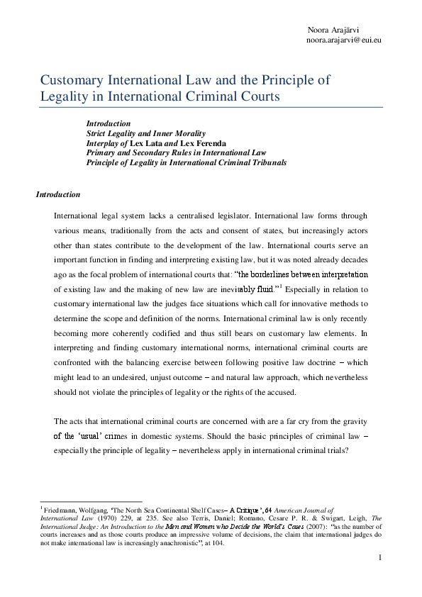 (PDF) Customary International Law and the Principle of Legality in ...