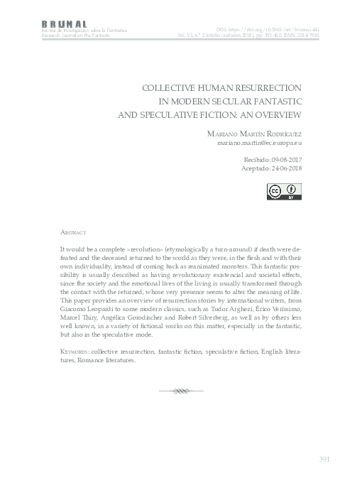 (PDF) Collective Human Resurrection in Modern Secular Fantastic and ...