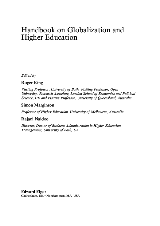 (PDF) Global Institutions, Higher Education and Development