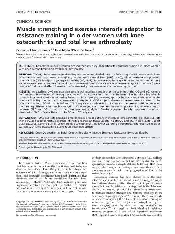 (PDF) Muscle strength and exercise intensity adaptation to resistance ...