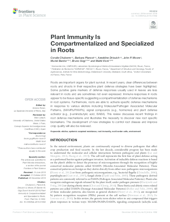 (PDF) Plant Immunity Is Compartmentalized and Specialized in Roots