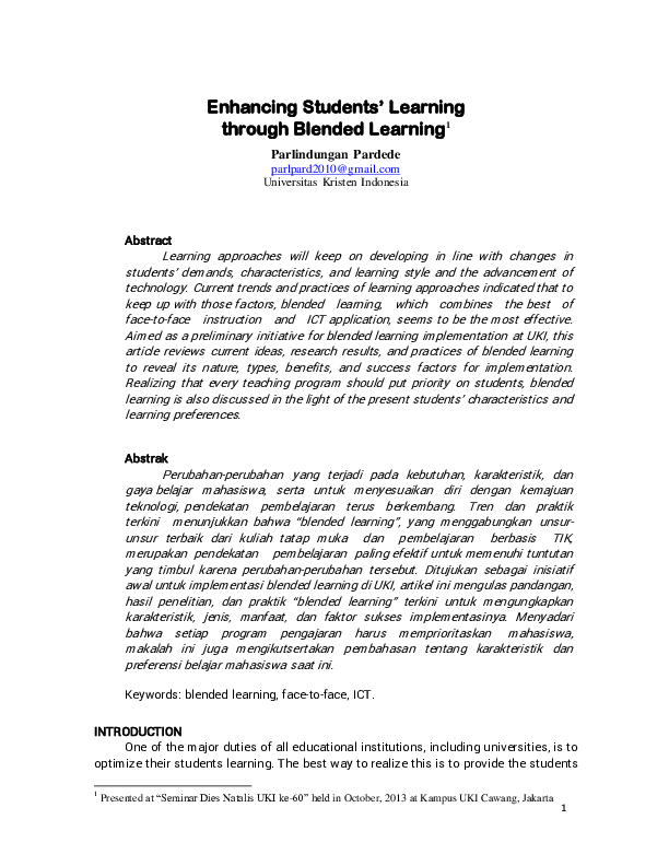 (PDF) Enhancing Students' Learning through Blended Learning