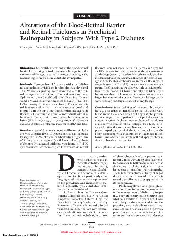 (PDF) Alterations of the Blood-Retinal Barrier and Retinal Thickness in ...