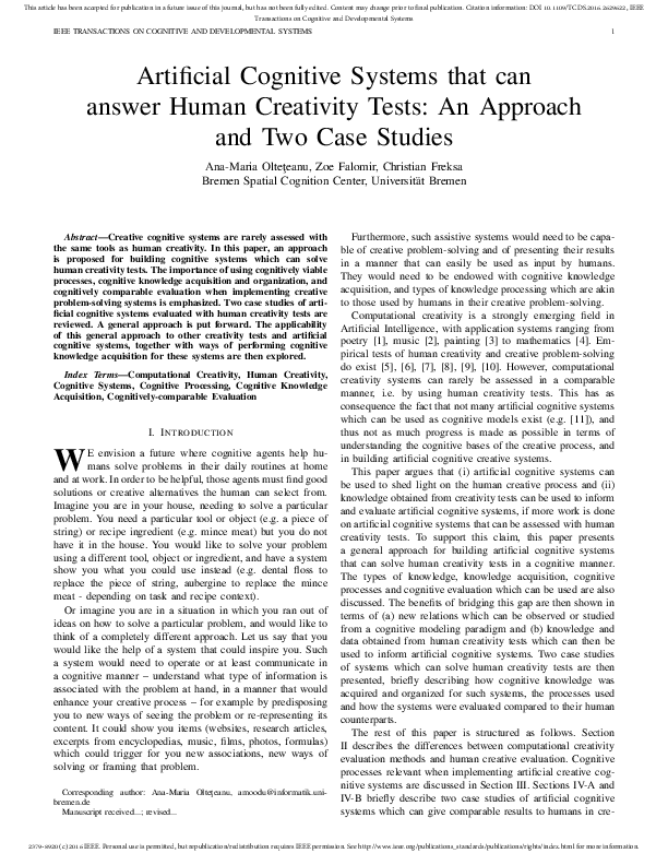 (PDF) Transactions on Cognitive and Developmental Systems IEEE TRANSACTIONS ON COGNITIVE AND ...