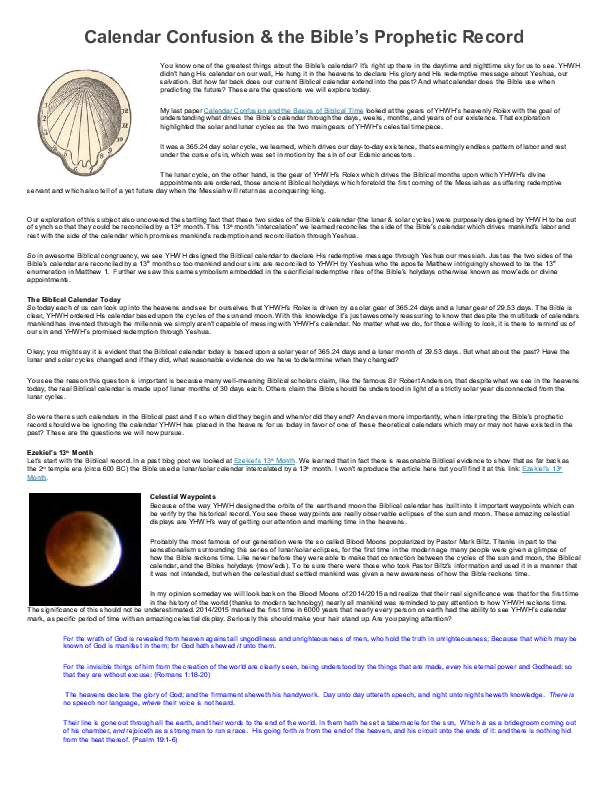 (PDF) Calendar Confusion & the Bible's Prophetic Record