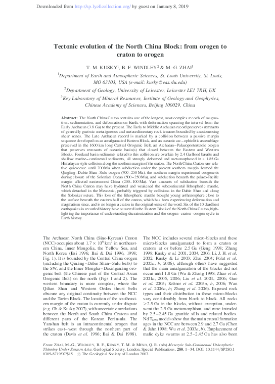(PDF) Tectonic evolution of the North China Block: from orogen to ...