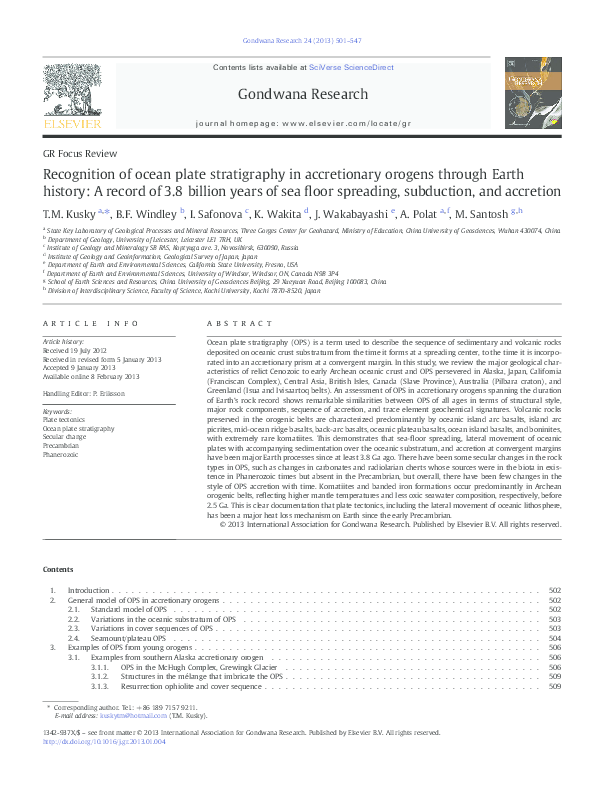 (PDF) Recognition of ocean plate stratigraphy in accretionary orogens ...