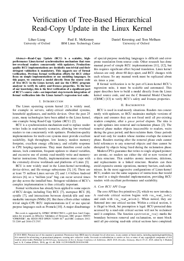 Pdf Verification Of Tree Based Hierarchical Read Copy Update In The 3535