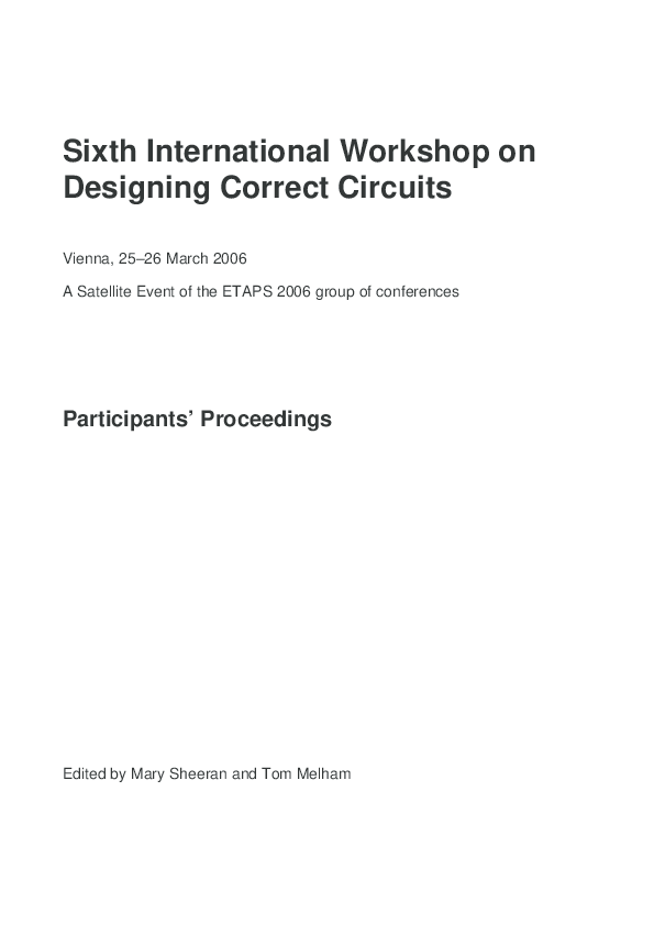 (PDF) Sixth International Workshop on Designing Correct Circuits: Vienna, 25--26 March 2006 ...