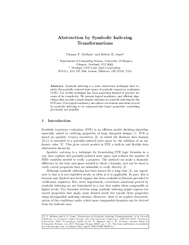 (PDF) Abstraction by Symbolic Indexing Transformations